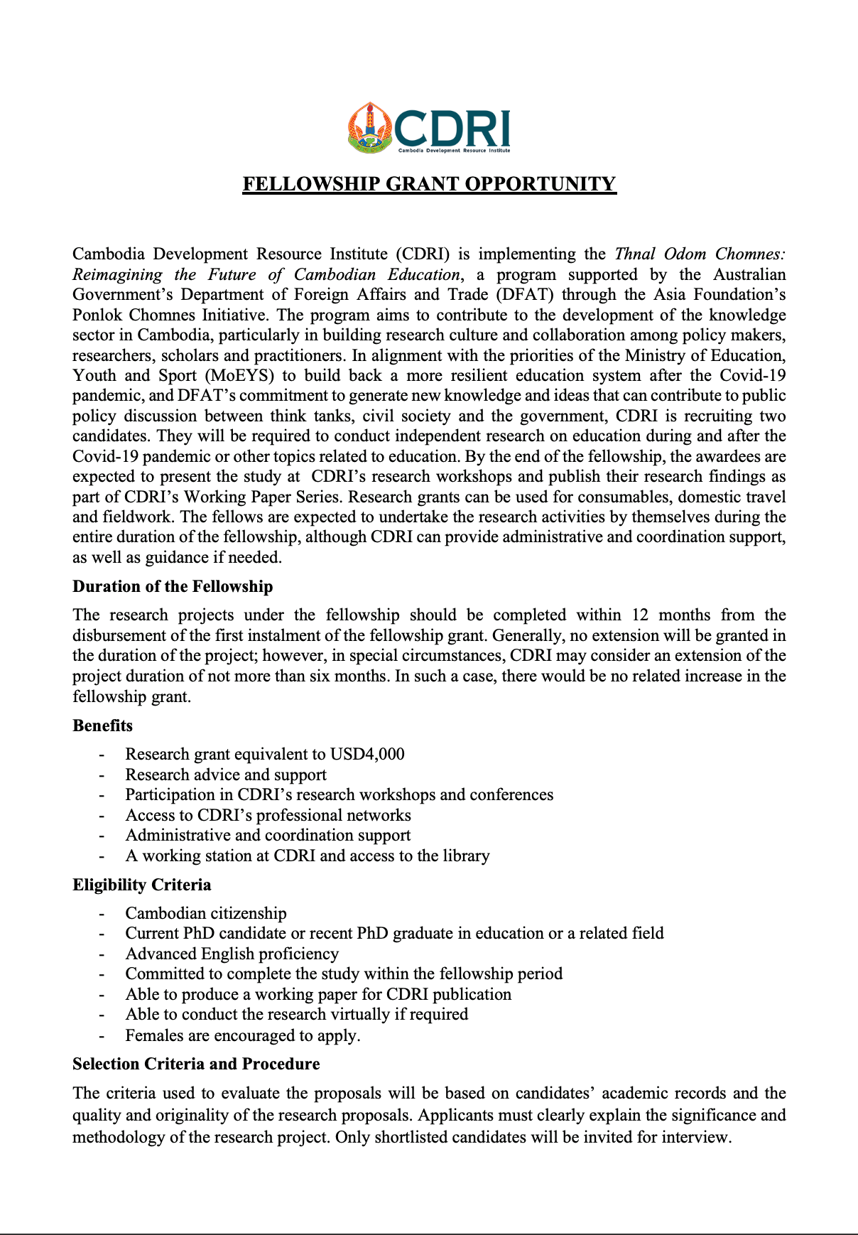 FELLOWSHIP GRANT OPPORTUNITY | Policy Pulse