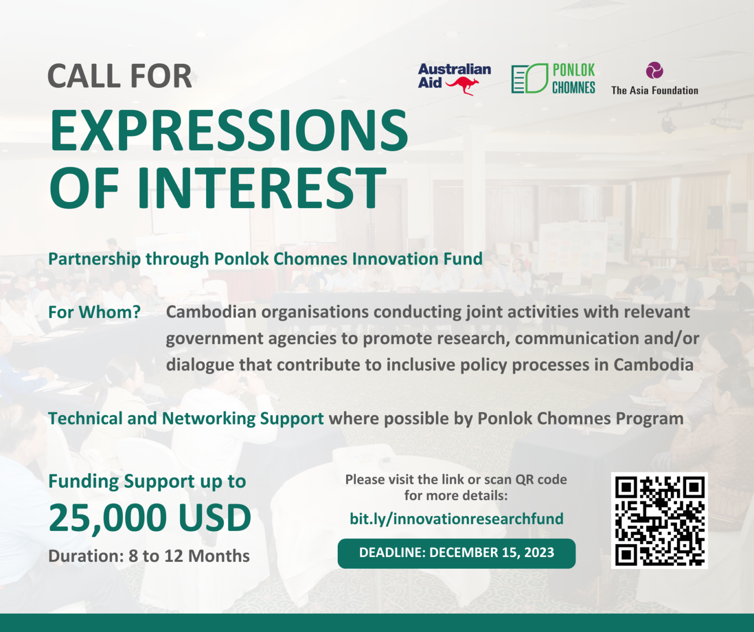 Call for the Expression of Interest for Ponlok Chomnes Innovation Fund | Policy Pulse